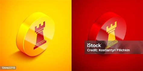 주황색과 빨간색 배경에서 격리된 등소 메트릭 비즈니스 전략 아이콘입니다 체스 기호 게임 관리 금융 서클 버튼입니다 벡터 일러스트레이션 3차원 형태에 대한 스톡 벡터 아트 및