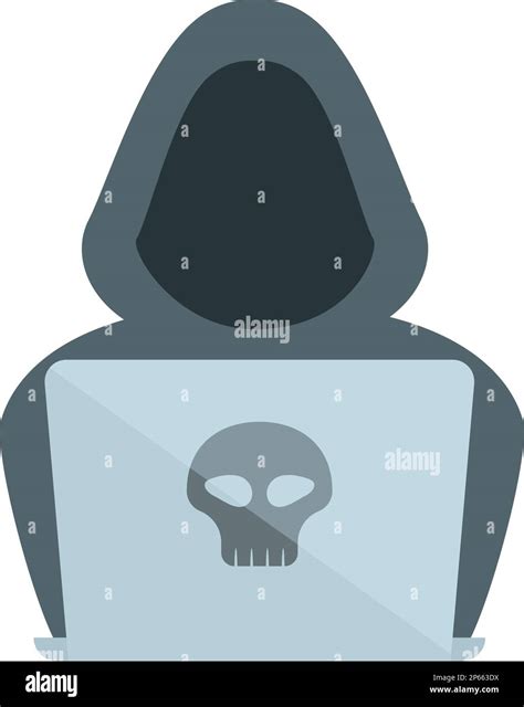 Hacker Laptop Icon Cartoon Vector Computer Steal Online Crime Stock