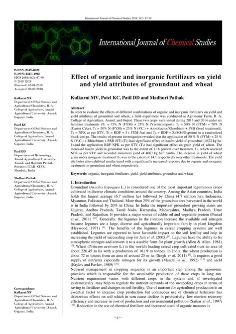 Pdf Effect Of Organic And Inorganic Fertilizers On Yield And Yield Attributes Of Groundnut And