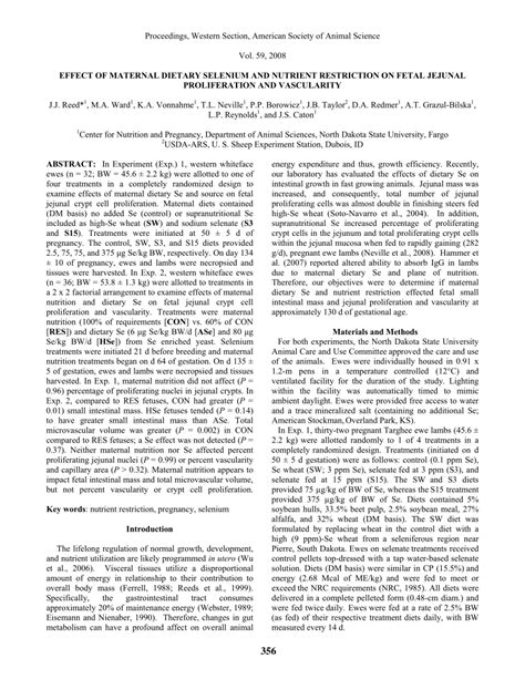 Pdf Effect Of Maternal Dietary Selenium And Nutrient Restriction On Fetal Jejunal