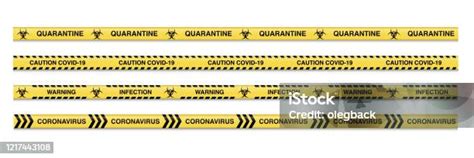 경고 코로나바이러스 검역 노란색과 검은 색 줄무늬 테이프 흰색 배경에 격리 벡터 원활한 디자인 요소 세트 안전에 대한 스톡 벡터 아트 및 기타 이미지 Istock