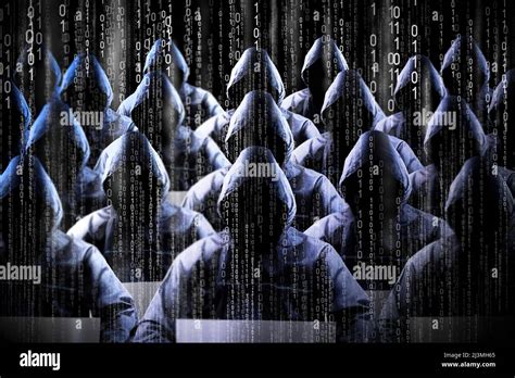 Anonymous Hooded Hackers Black Background Binary Code Cyber Attack