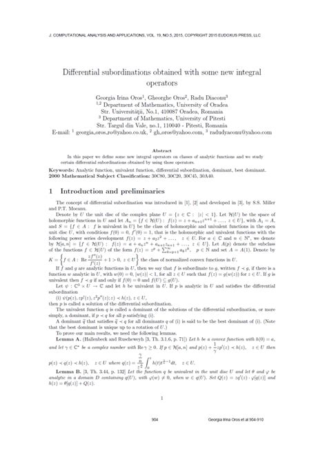 Pdf Differential Subordinations Obtained With Some New Integral Operators
