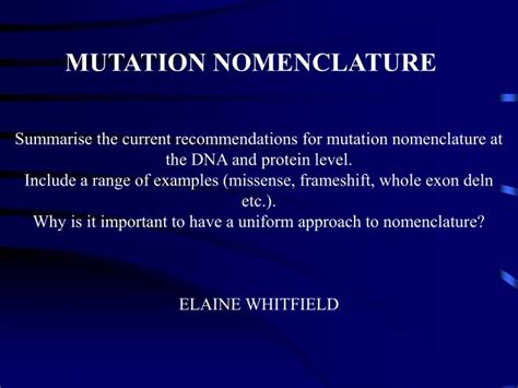 Ppt Mutation Nomenclature Powerpoint Presentation Free Download Id
