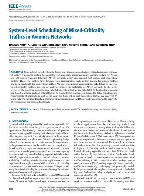 Pdf System Level Scheduling Of Mixed Criticality Traffics In Avionics