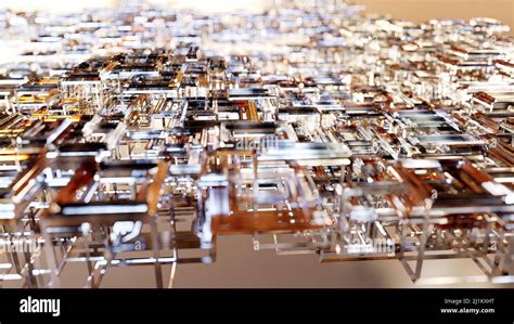 3d Steel Cubes Abstract Flying Fluorescent Light Glowing Neon Cubes