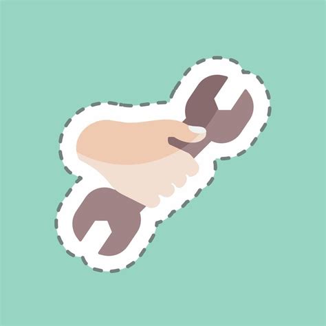 Sticker Line Cut Holding Wrench Suitable For Hand Actions Symbol Simple Design Editable