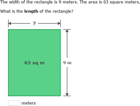 Ixl Find The Area Or Missing Side Length Of A Rectangle Th Grade Math