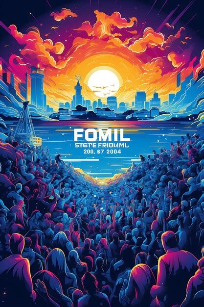 Premium Ai Image Poster Design Of Edm Festival Sea Of People Jumping