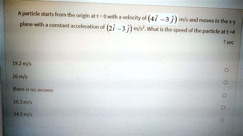 Solved A Particle Starts From The Origin At T 0 With A Velocity Of 4i 3j M S And Moves In