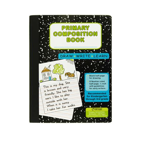 80 Sheet Primary Journal Marble Composition Book Crown Office Supplies