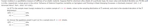 Solved Youngs Modulus Is A Quantitative Measure Of Stiff