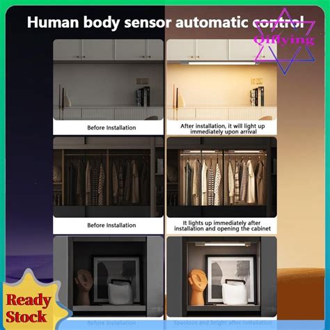 Motion Sensor ไฟกลางคืนแม่เหล็ก Usb ไฟบาร์แบบชาร์จไฟได้สําหรับห้องห้องครัว Shopee Thailand