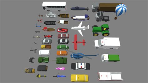 low poly vehicle pack 01 3d model by viperjr3d