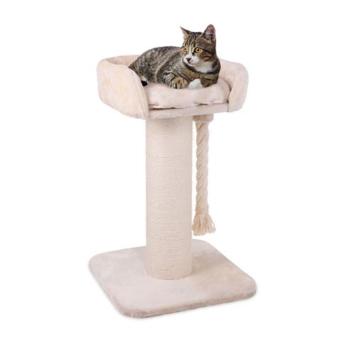 High Bed Scratching Post For Large Cats Cream