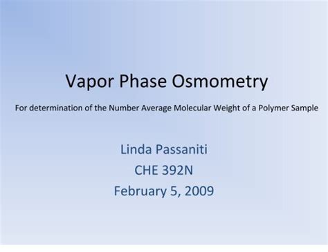 Vapor Phase Osmometry