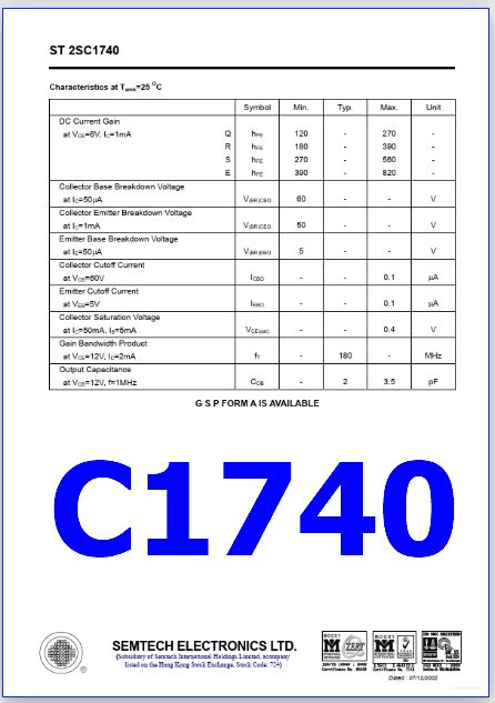 C1740 Transistor 50v 150ma Npn Equivalent 2sc1740