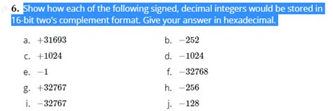 Solved Show How Each Of The Following Signed Decimal Chegg