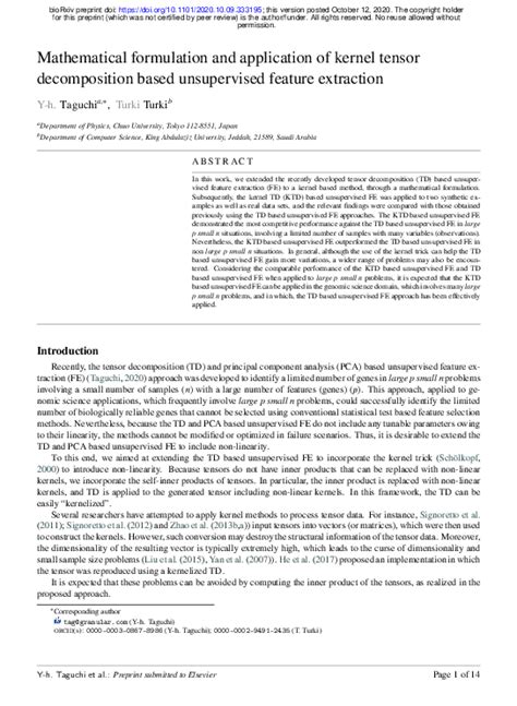 Pdf Mathematical Formulation And Application Of Kernel Tensor