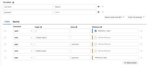 Our Selenium Script Requires We Use Variables But We Can Not Seem To Specify The Variable Values