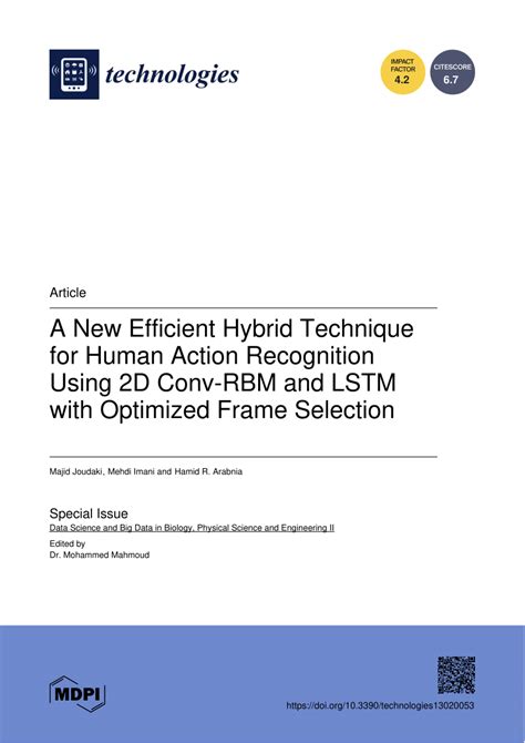 Pdf A New Efficient Hybrid Technique For Human Action Recognition Using 2d Conv Rbm And Lstm