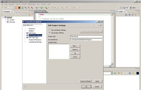 Php Eclipse Connection