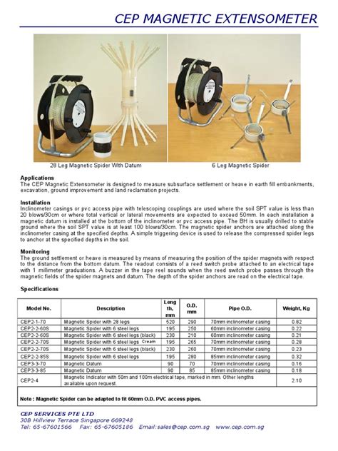 Cep Magnetic Extensometer Pdf Building Engineering Manufactured Goods