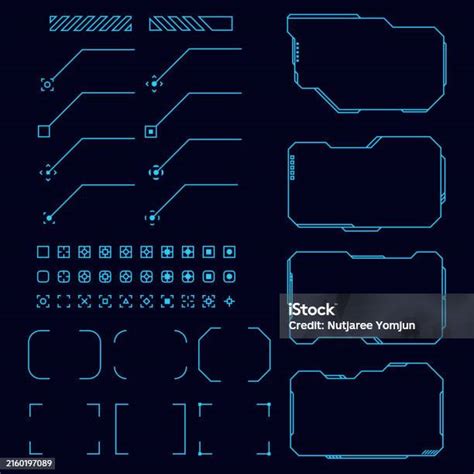 미래 지향적인 프레임 Hud 기술 사이버펑크 디자인 요소 기술 하이테크 요소 우주선에 대한 스톡 벡터 아트 및 기타 이미지 우주선 제어판 도시 전사 Istock