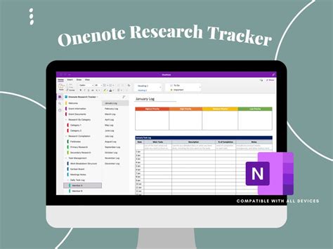 Onenote Research Tracker Template Optimized For Desktop Onenote Planner Workplace Project