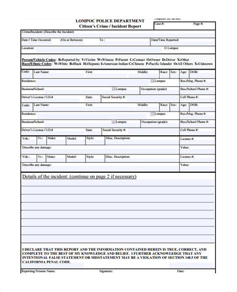 Criminal Report Template