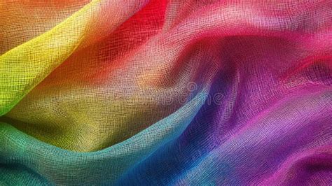 Colorful Translucent Fabric With Soft Flowing Waves And Textures Stock