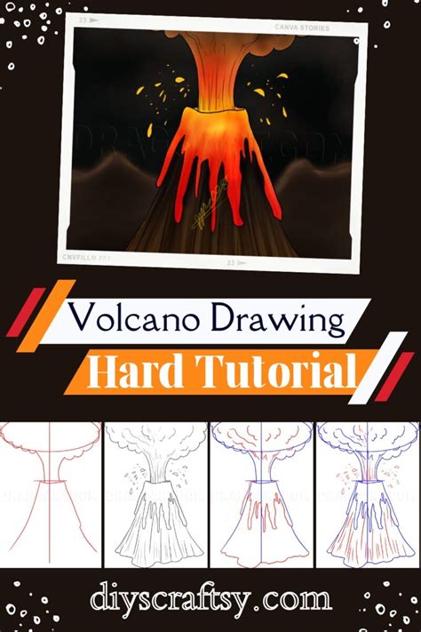 Volcano Drawing Ideas How To Draw Volcano DIYsCraftsy