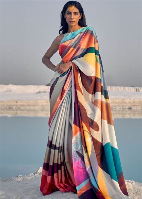Multicolor Digital Printed Crepe Silk Saree Top Pick Ethnos Crepe