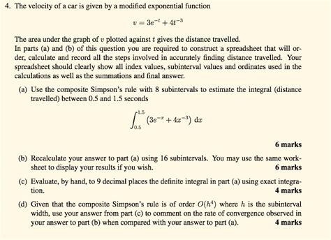 Solved 4 The Velocity Of A Car Is Given By A Modified