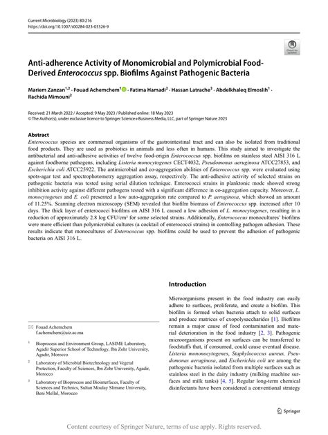 Anti Adherence Activity Of Monomicrobial And Polymicrobial Food Derived