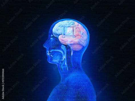 Artificial Intelligence Human Head Outline With Circuit Board Inside Technology And
