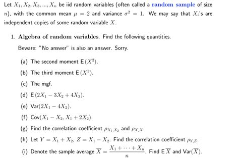 Solved Let Xi X2 X3 Xn Be Id Random Variables Often