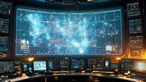 Futuristic Space Command Center With High Tech Display Screens Stock Footage Video Of Mission