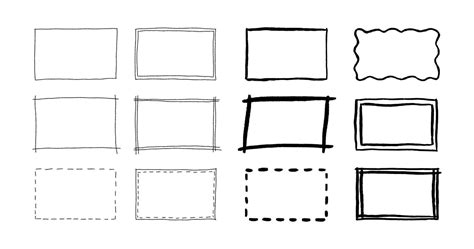 Free Hand Drawn Rectangle Frames Set Doodle Rectangular Shape
