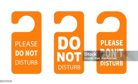 도어용 옷걸이 아이콘을 방해하지 마십시오 호텔 무음 경고 태그 사무실 개인실을 위한 조용한 손잡이 표시 벡터 그림입니다 가정의