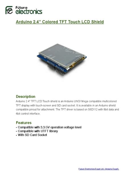 24tft Touch Lcd Data Arduino Pdf Thin Film Transistor Liquid