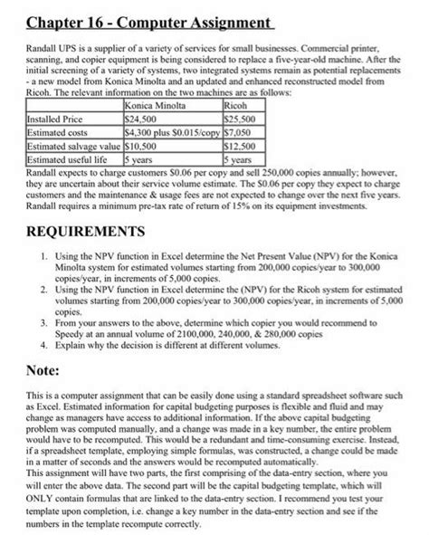 Solved Chapter 16 Computer Assignment Randall Ups Is A