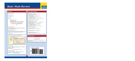 Basic Math Review Card Basic Math Review Numbers Natural Numbers