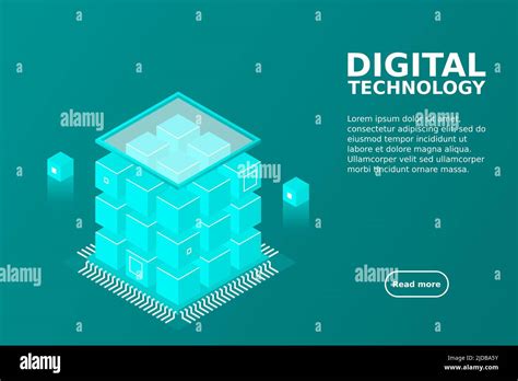 isometric digital technology web banner big data machine learning