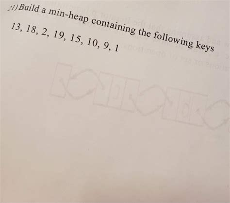 Solved Build A Min Heap Containing The Following Keys 2 13