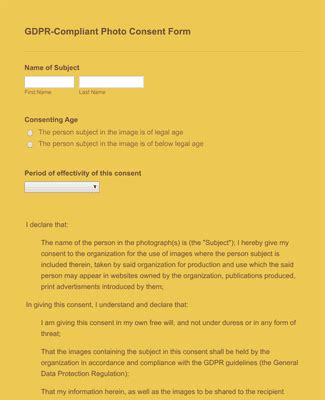 GDPR Compliant Photo Consent Form Template Jotform