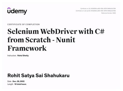 rohit satya sai shahukaru on linkedin successfully completed csharp with selenium course thank