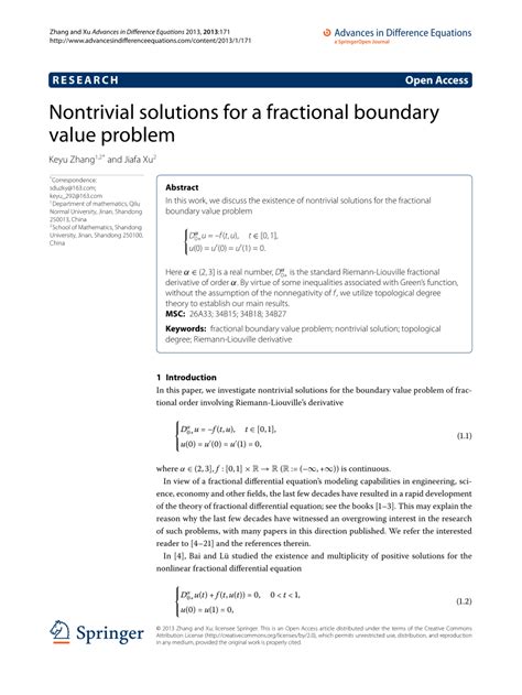 Pdf Nontrivial Solutions For A Fractional Boundary Value Problem