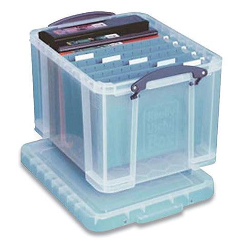 Really Useful Box Stackable File Box Legal Files 14 5 X 18 5 X 12 75 Clear Blue Accents