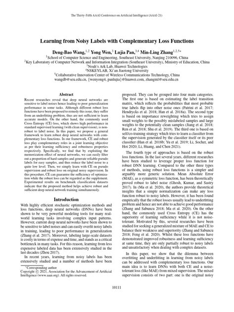 Learning From Noisy Labels With Complementary Loss Functions Pdf